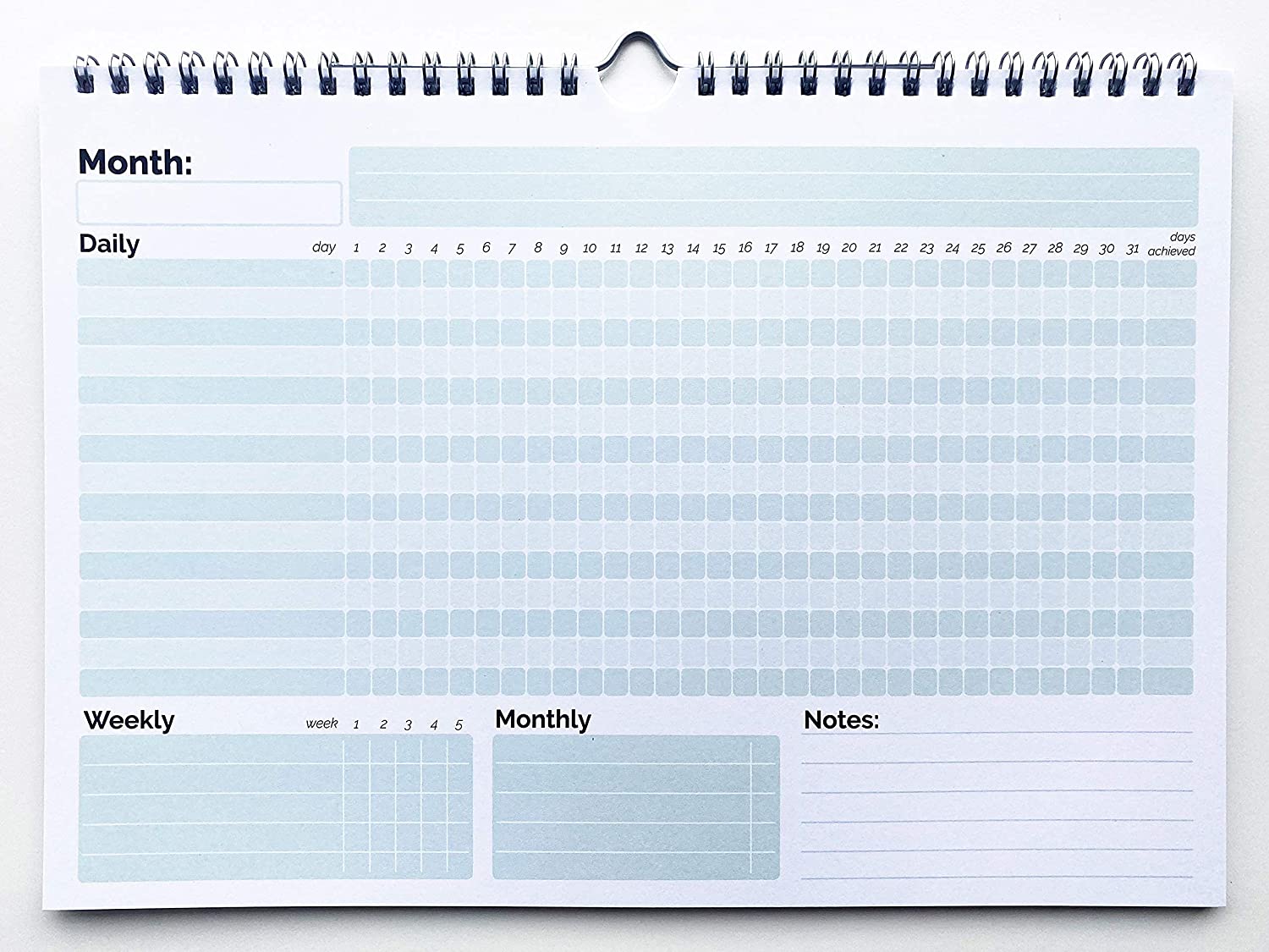 Habit Tracker Calendar (Undated 12 Month) with Spiral Bound and Hanger ...